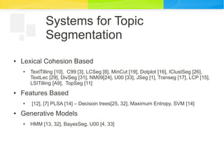 Application of Topic Segmentation in Audiovisual Information Retrieval | PPT