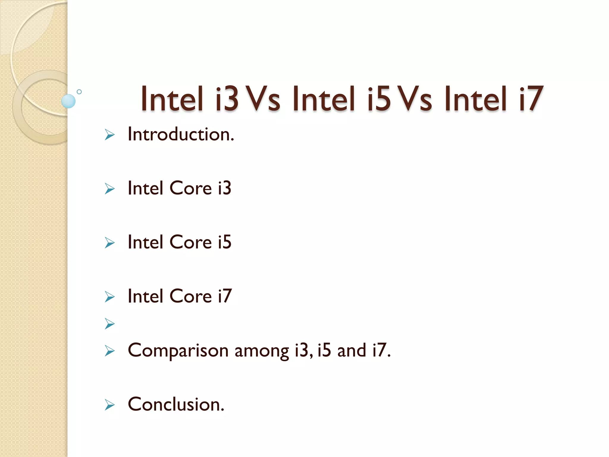 I3 Vs I5 Vs I7 | PDF