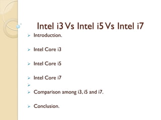 I3 Vs I5 Vs I7 | PDF
