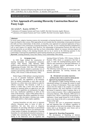 A New Approach of Learning Hierarchy Construction Based on Fuzzy Logic | PDF