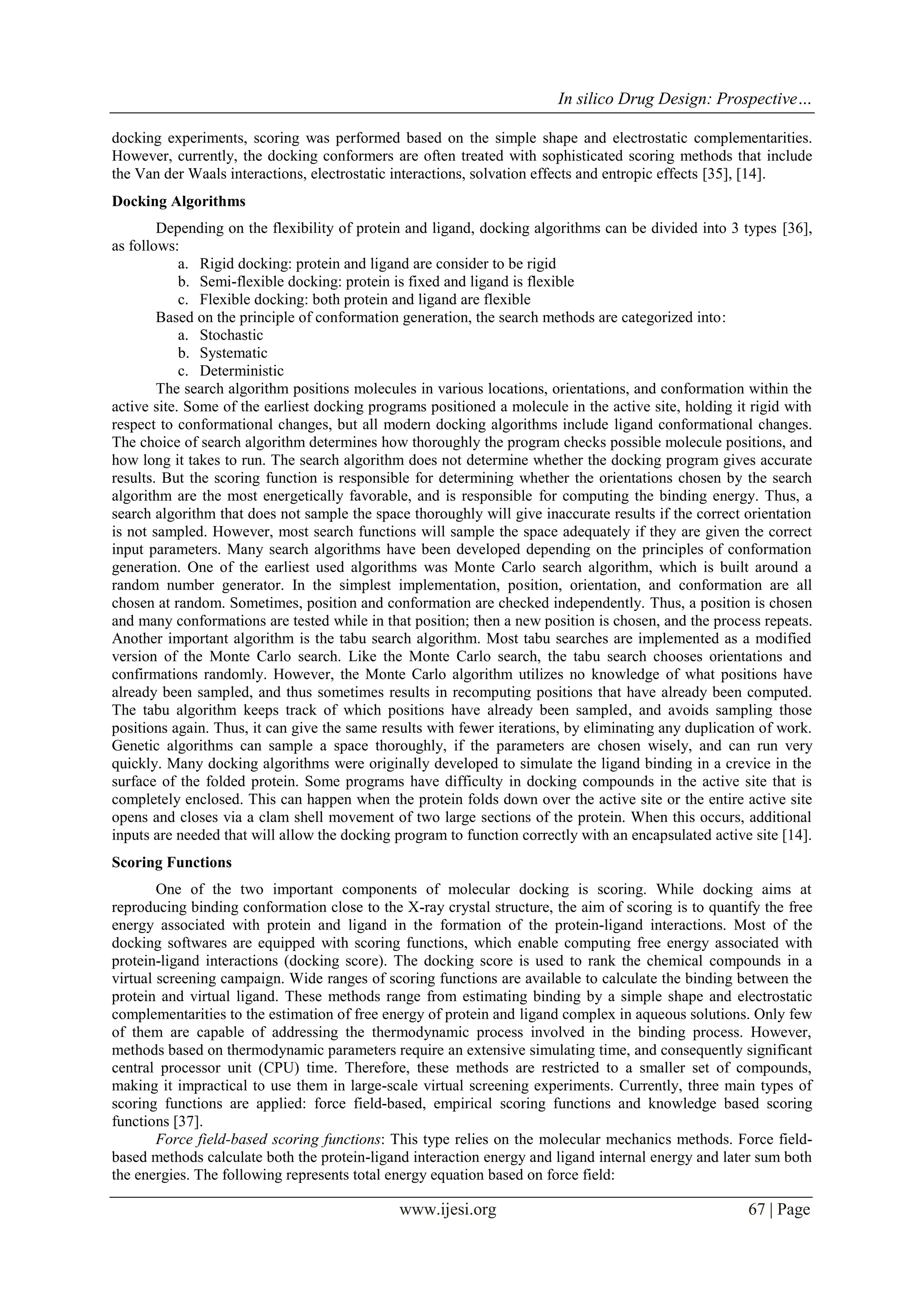 In silico Drug Design: Prospective for Drug Lead Discovery | PDF