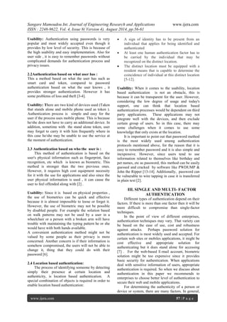 An Overview on Authentication Approaches and Their Usability in Conjunction with Internet and ...