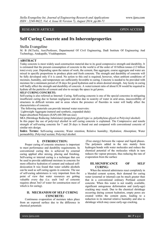 Self Curing Concrete and Its Inherentproperties | PDF