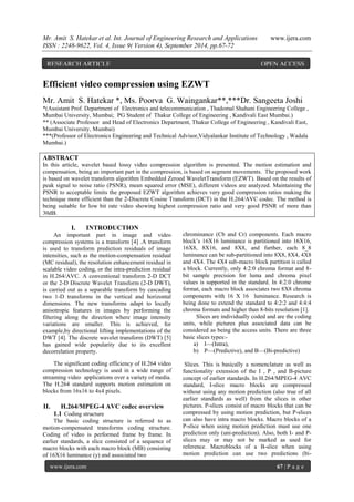 Efficient video compression using EZWT | PDF