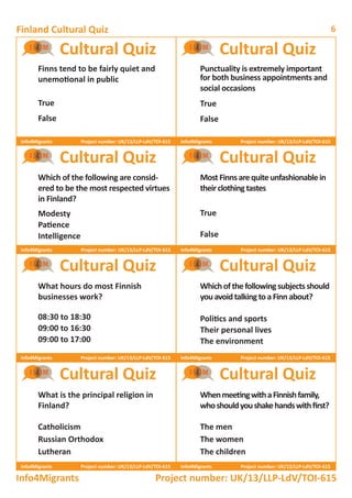 I4 m cultural quiz finland mono student final | PDF