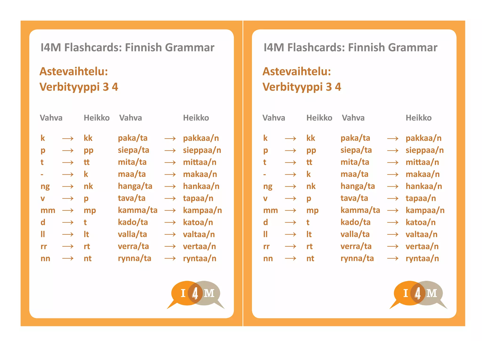 I4M finnish grammar astevaihtelu verbityyppi 3 4 | PDF