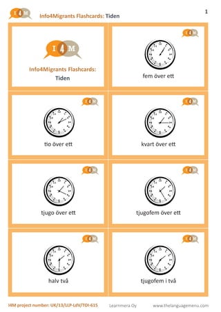 I4M flashcards: clock (in swedish) | PDF
