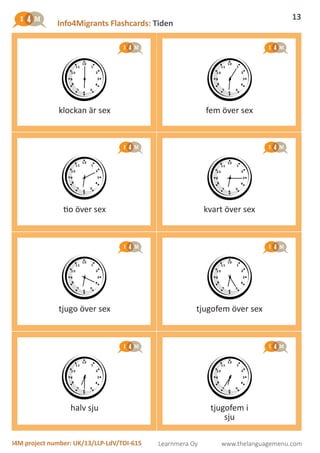 I4M flashcards: clock (in swedish) | PDF