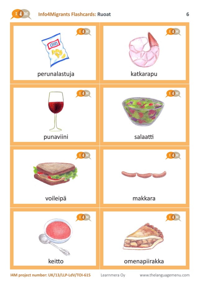 I4M flashcards: food (in finnish) | PDF