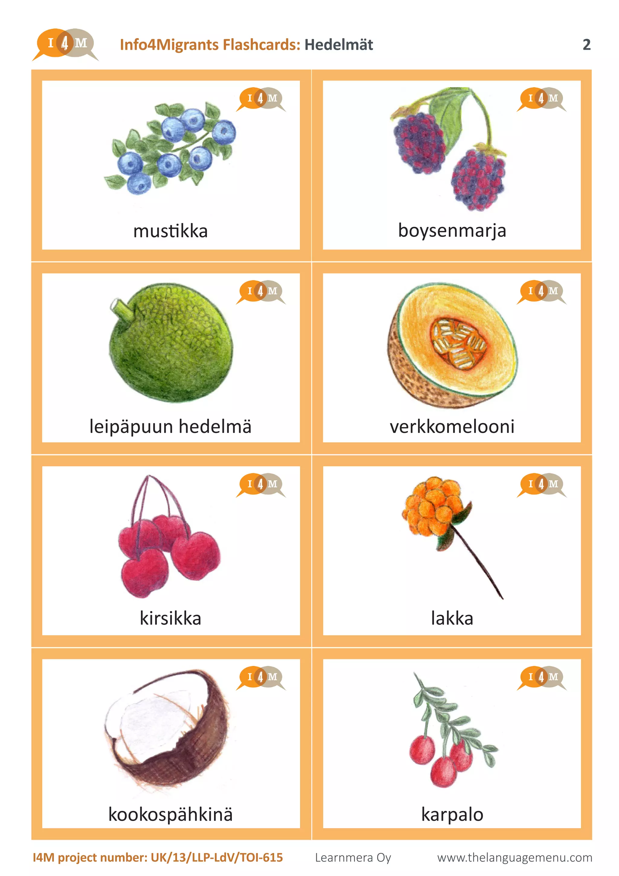 I4M flashcards: fruit (in finnish) | PDF