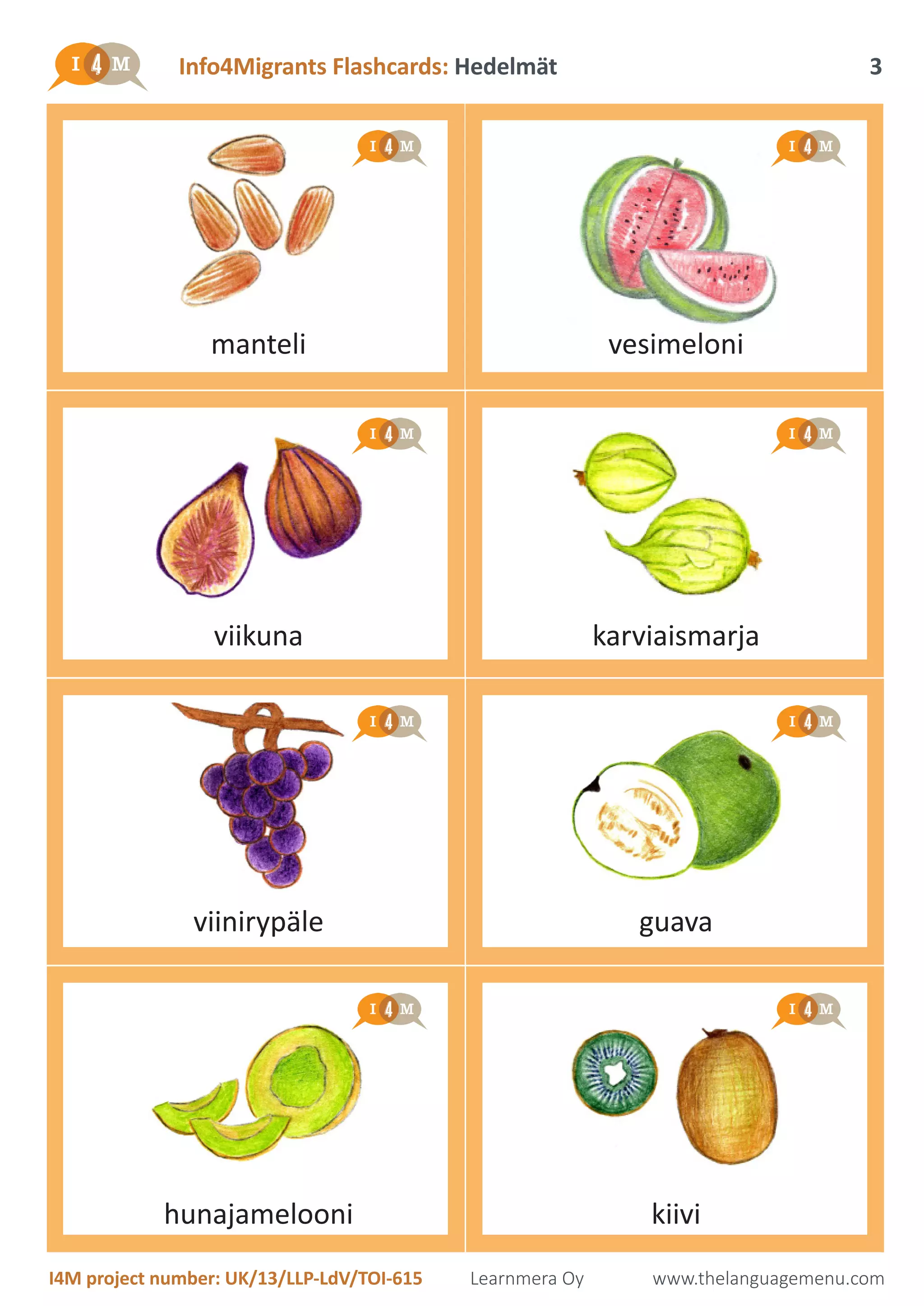 I4M flashcards: fruit (in finnish) | PDF