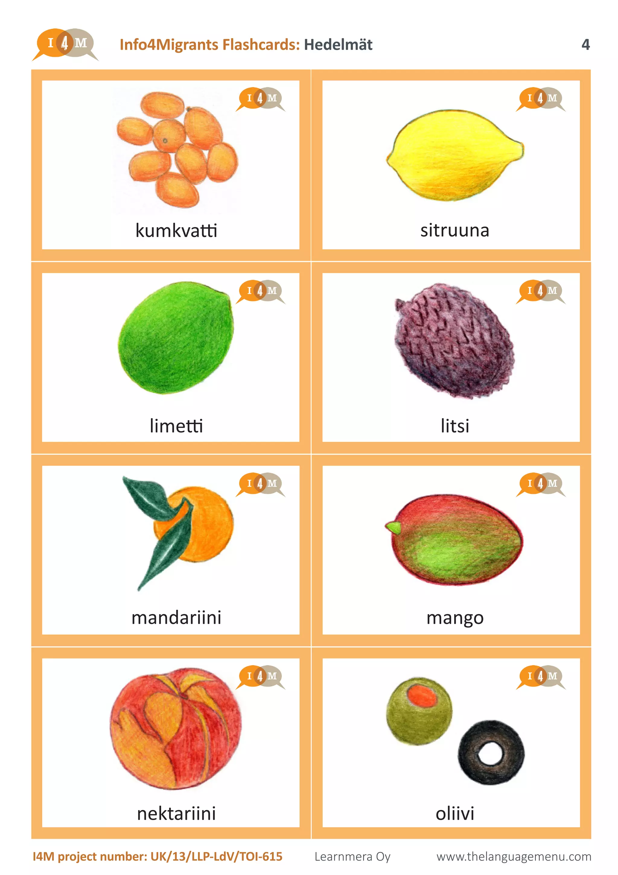 I4M flashcards: fruit (in finnish) | PDF