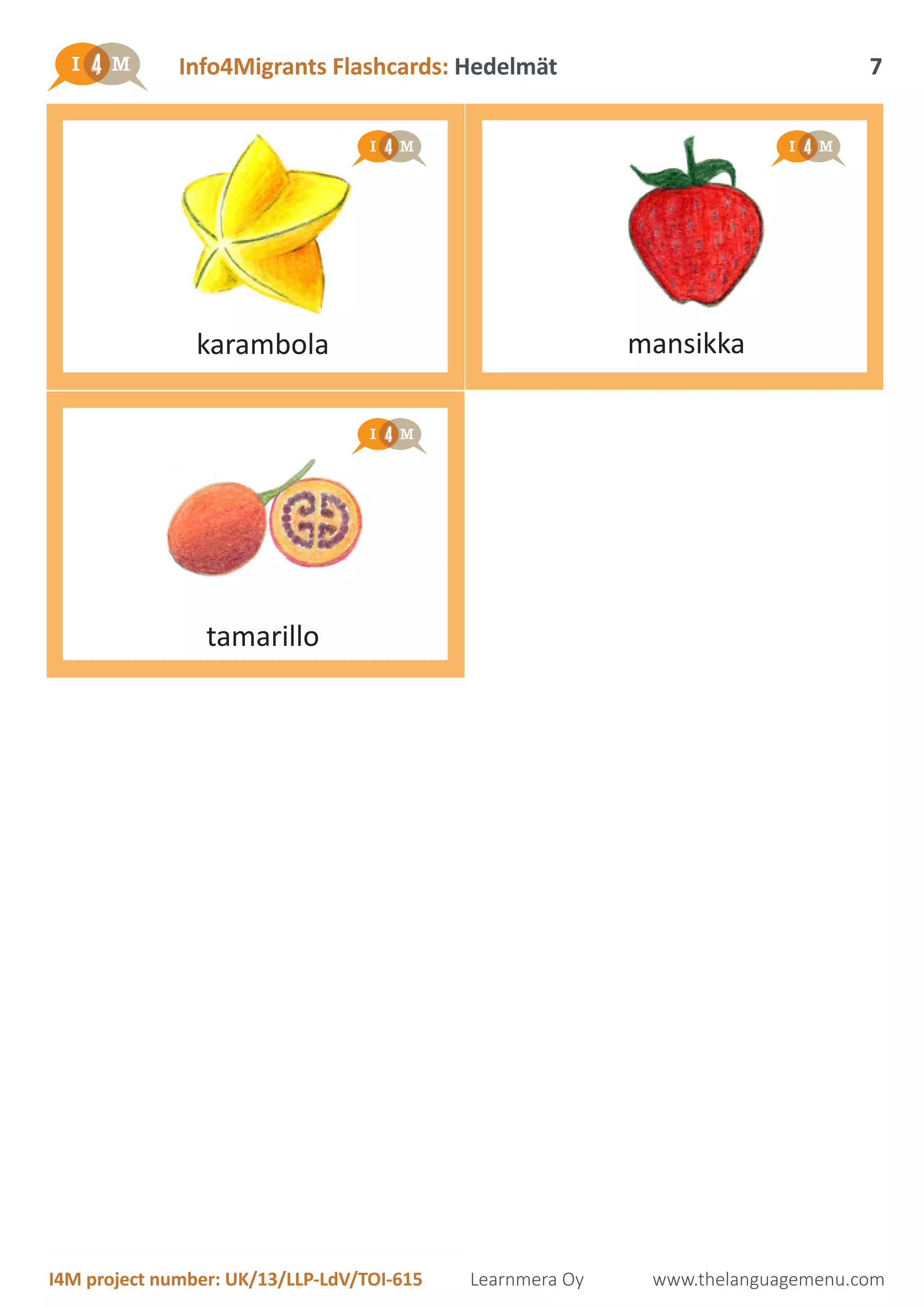 I4M flashcards: fruit (in finnish) | PDF