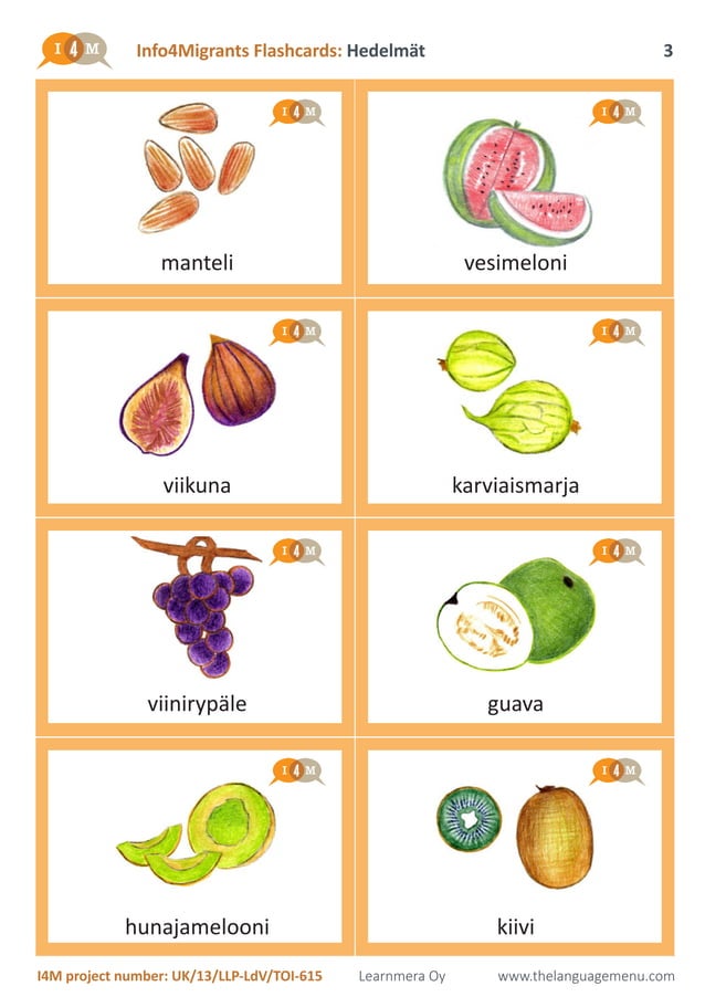 I4M flashcards: fruit (in finnish) | PDF