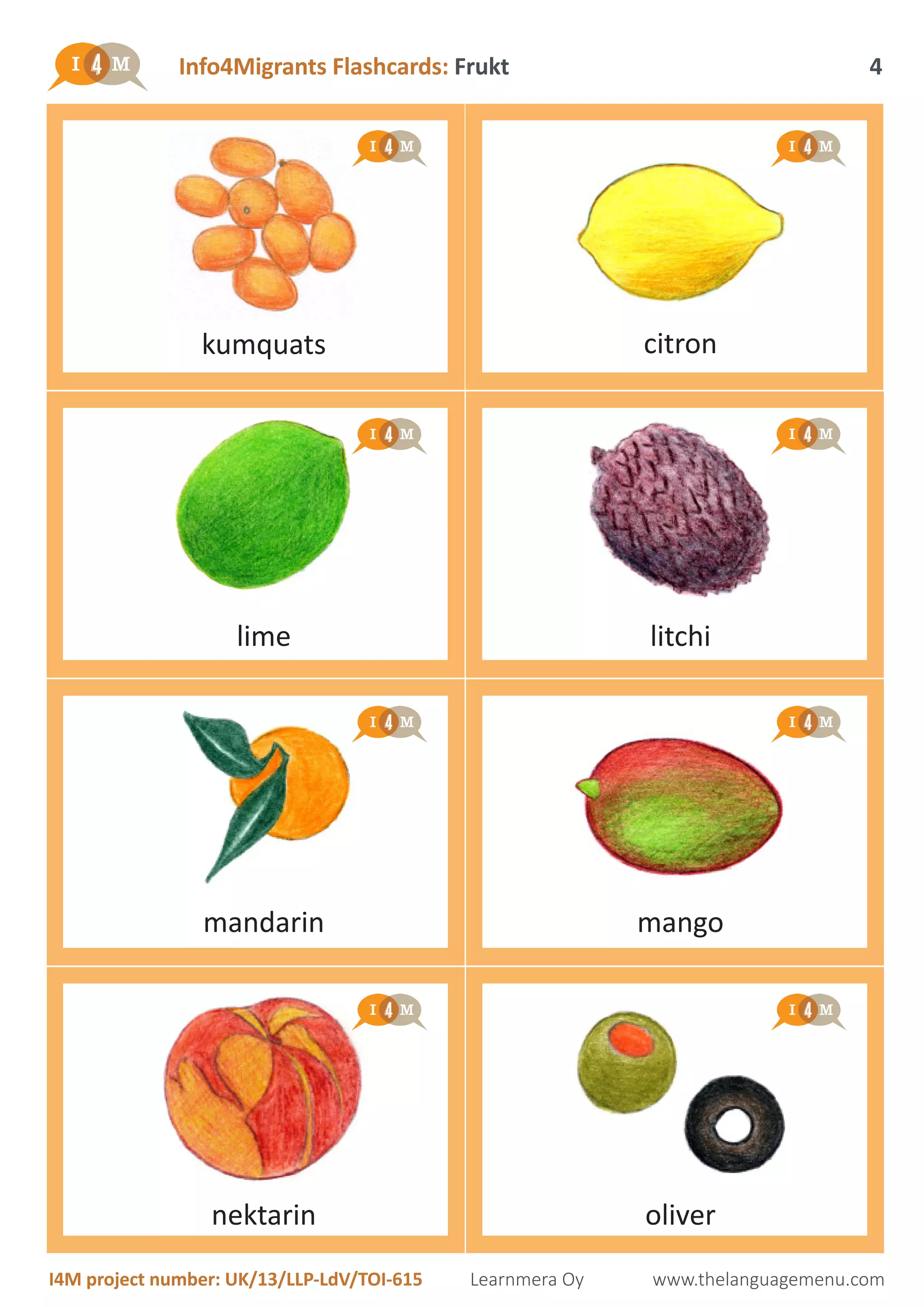 I4M flashcards: fruit (in swedish) | PDF