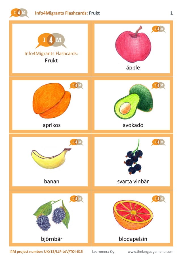 I4M flashcards: fruit (in swedish) | PDF