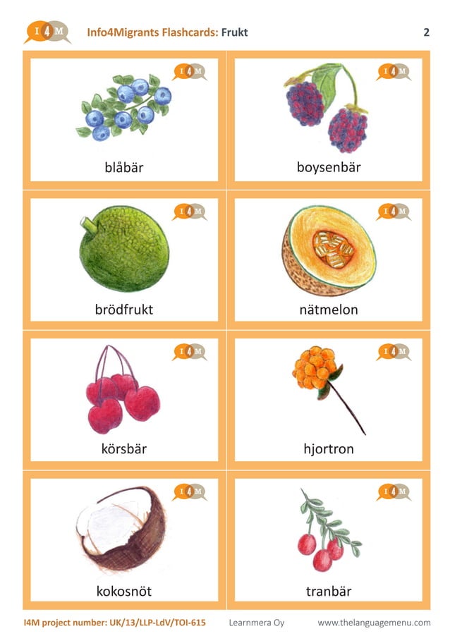 I4M flashcards: fruit (in swedish) | PDF