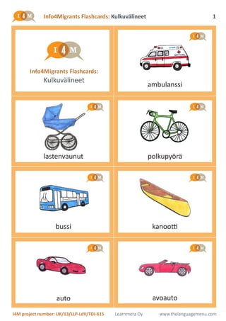 I4M flashcards: transport (in finnish) | PDF