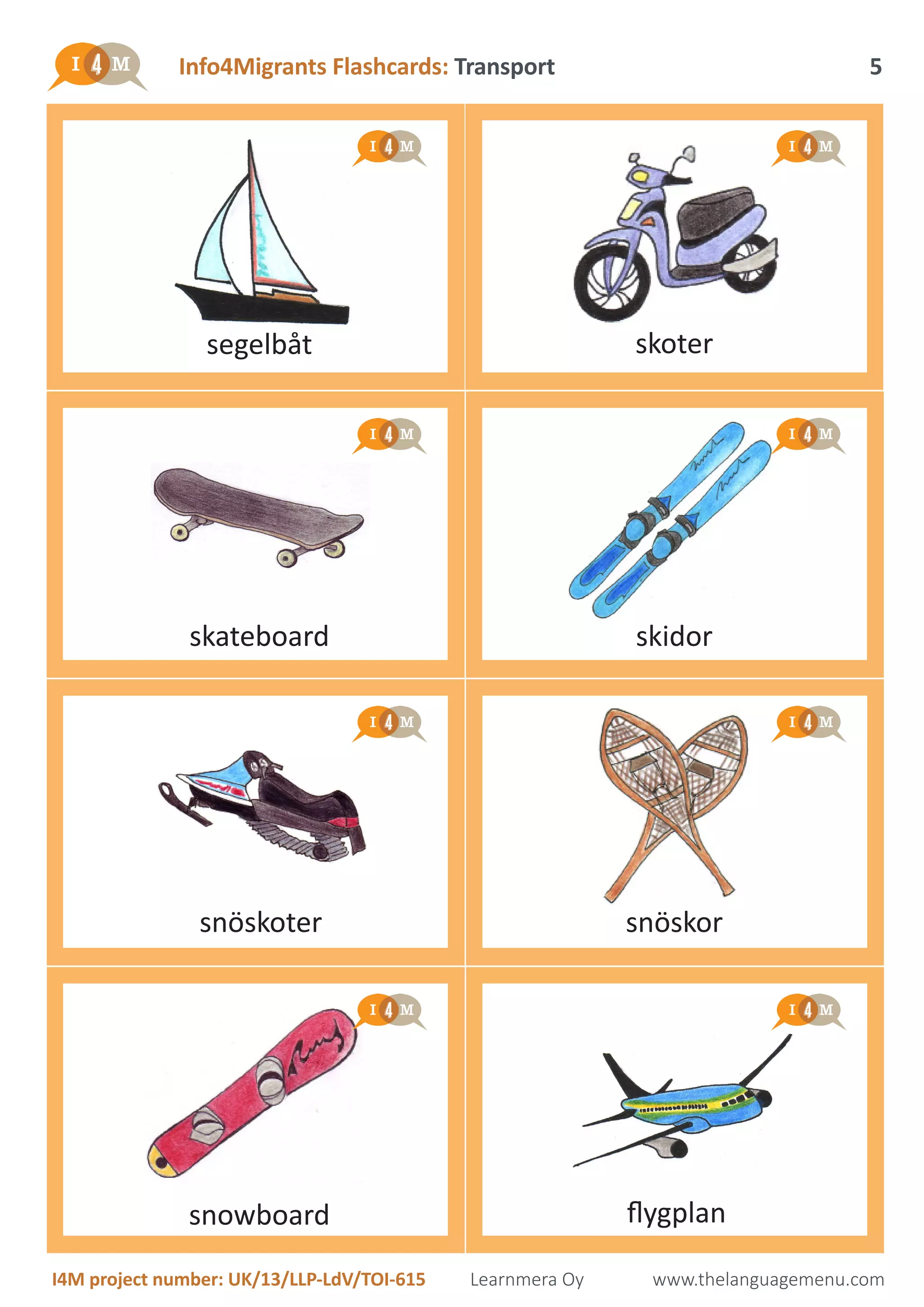 I4M flashcards: transport (in swedish) | PDF