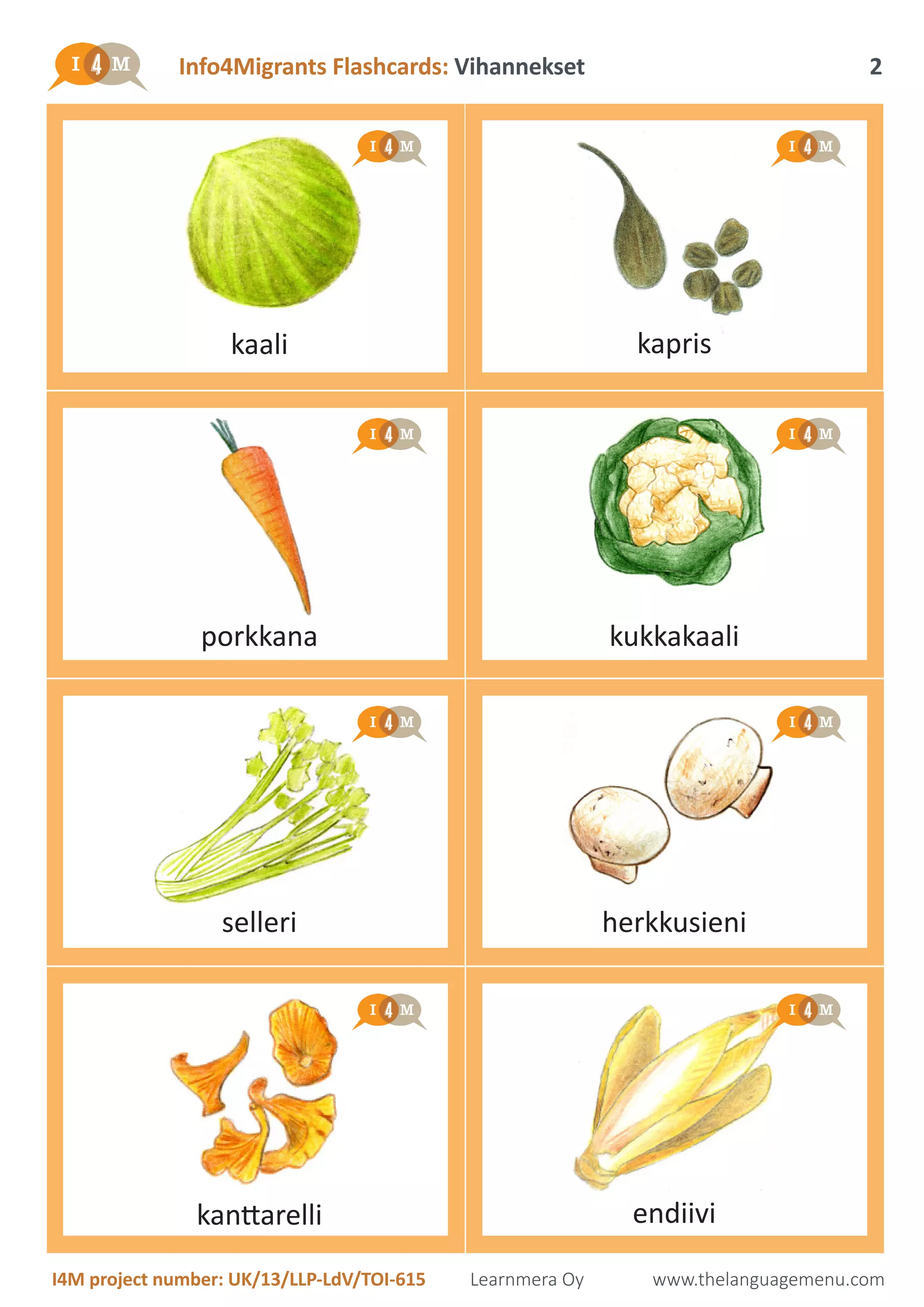 I4M flashcards: vegetables (in finnish) | PDF