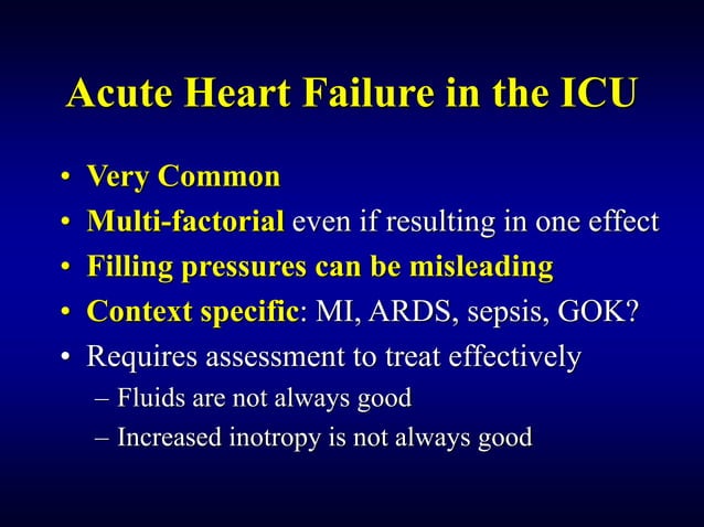 Pathophysiology of acute heart failure in ICU by Professor Michael ...
