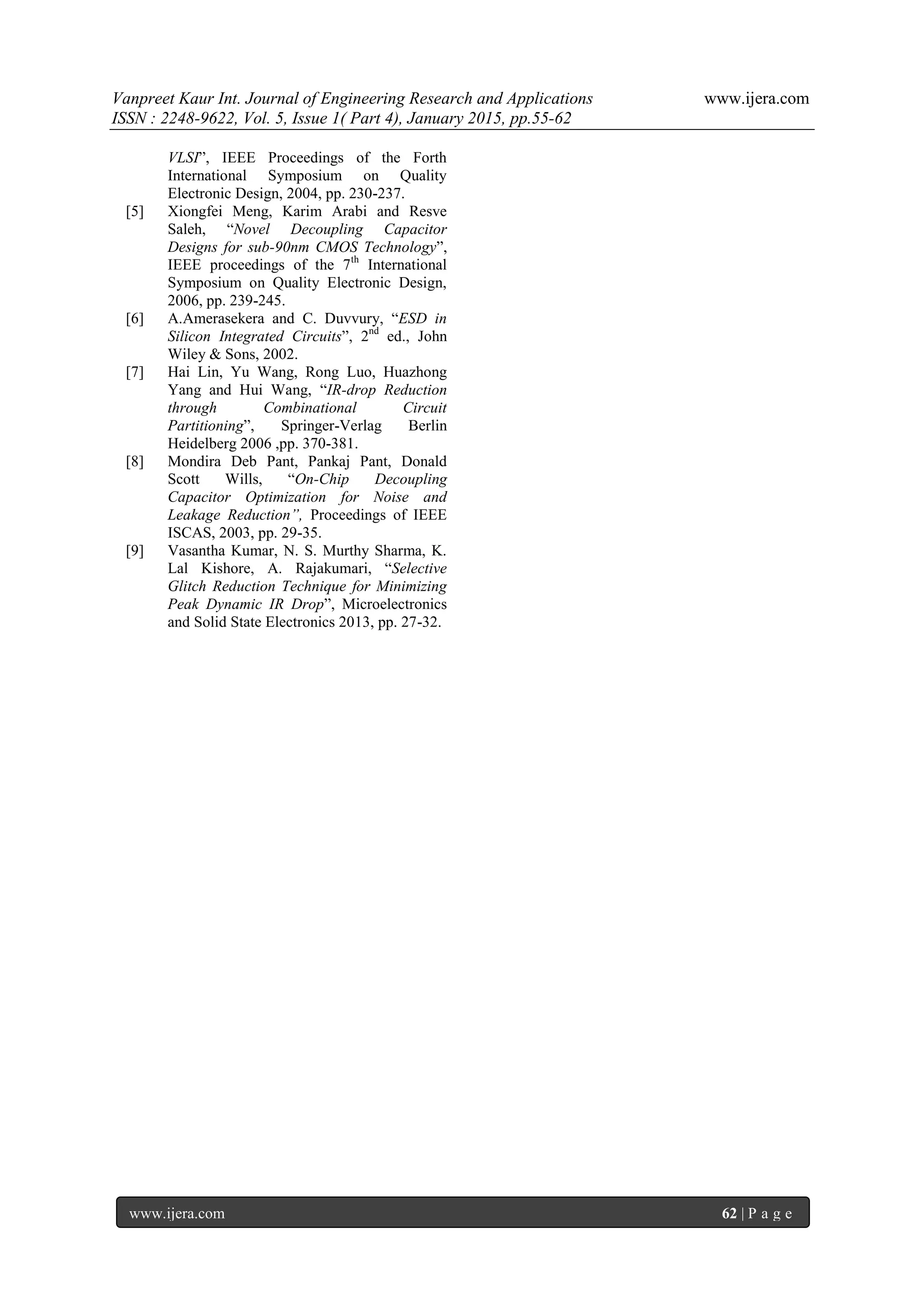 IR Drop Analysis and Its Reduction Techniques in Deep Submicron Technology | PDF