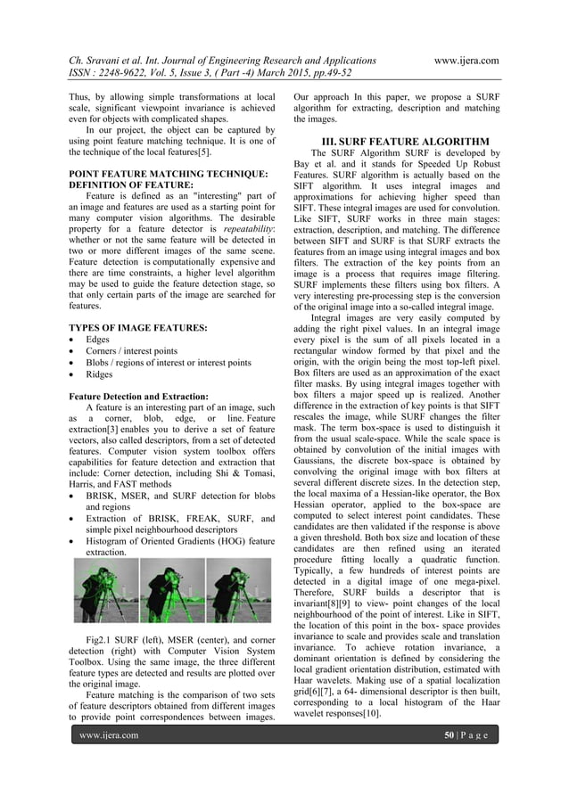 Object Capturing In A Cluttered Scene By Using Point Feature Matching | PDF