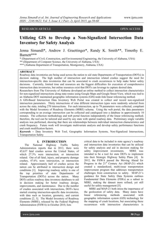 Utilizing GIS to Develop a Non-Signalized Intersection Data Inventory for Safety Analysis | PDF