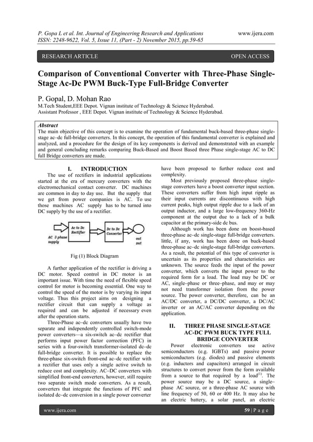 Comparison of Conventional Converter with Three-Phase Single- Stage Ac ...