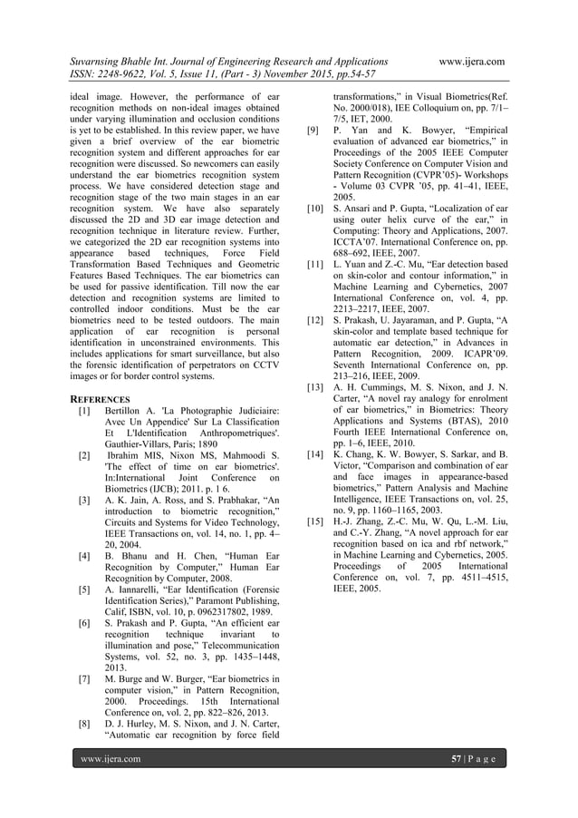 A Survey on Human Ear Recognition | PDF
