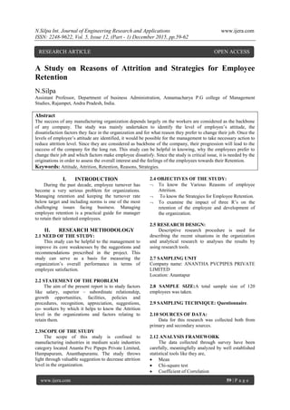 A Study on Reasons of Attrition and Strategies for Employee Retention | PDF