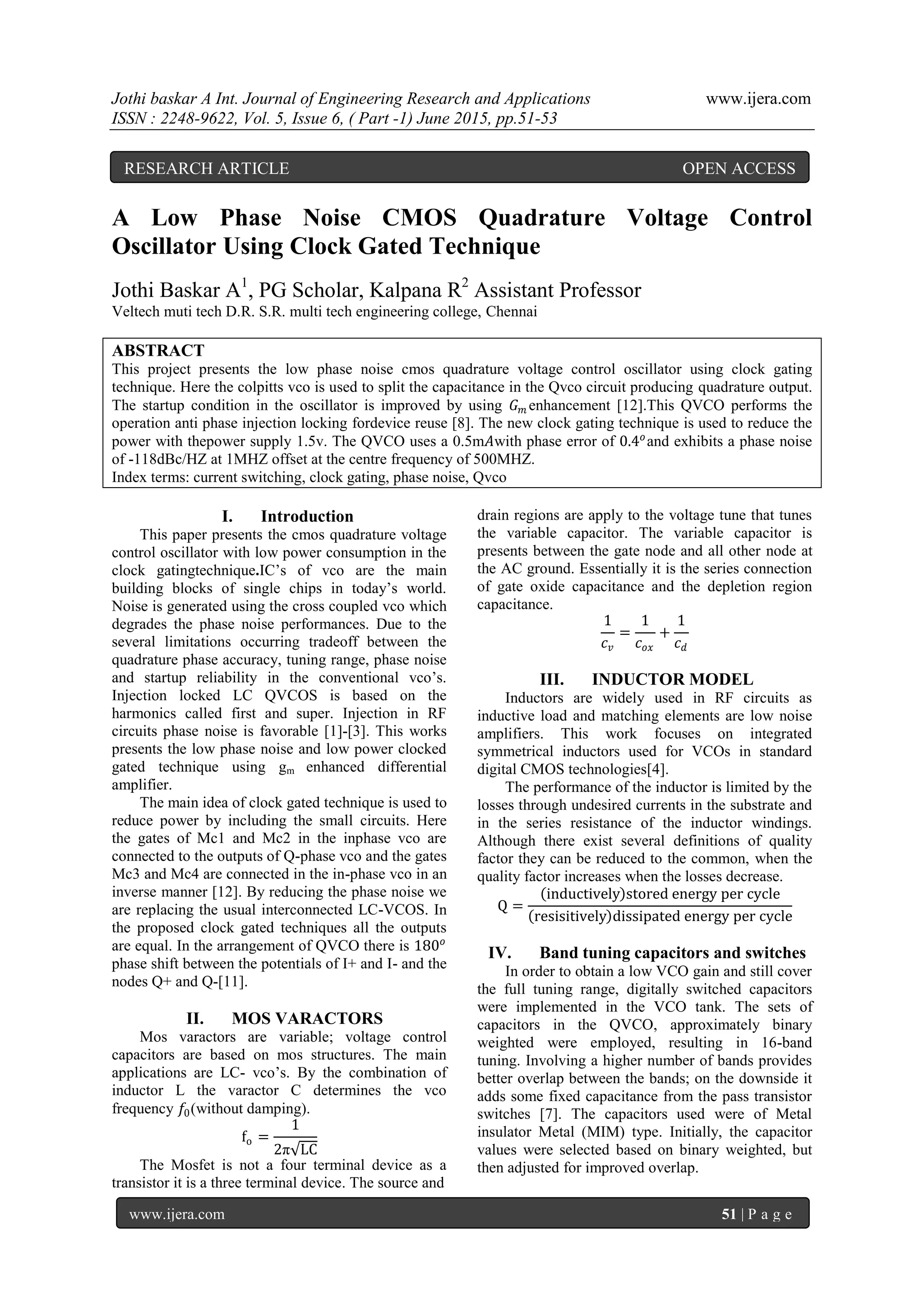 A Low Phase Noise CMOS Quadrature Voltage Control Oscillator Using ...