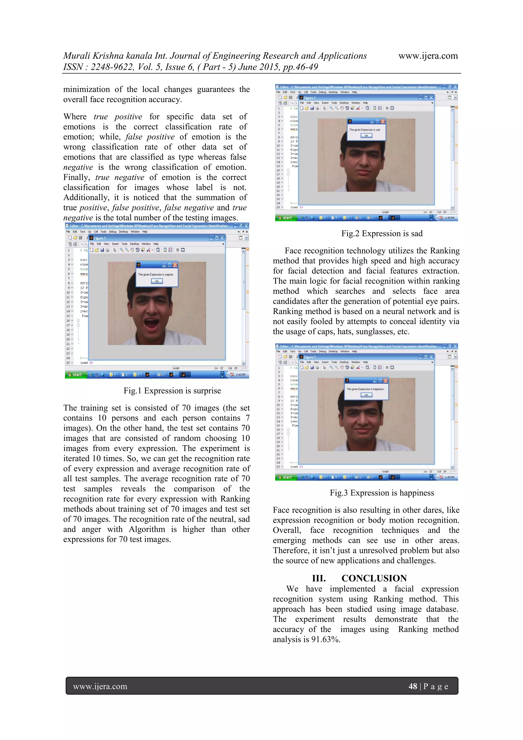 Efficient Facial Expression and Face Recognition using Ranking Method | PDF | Artificial ...