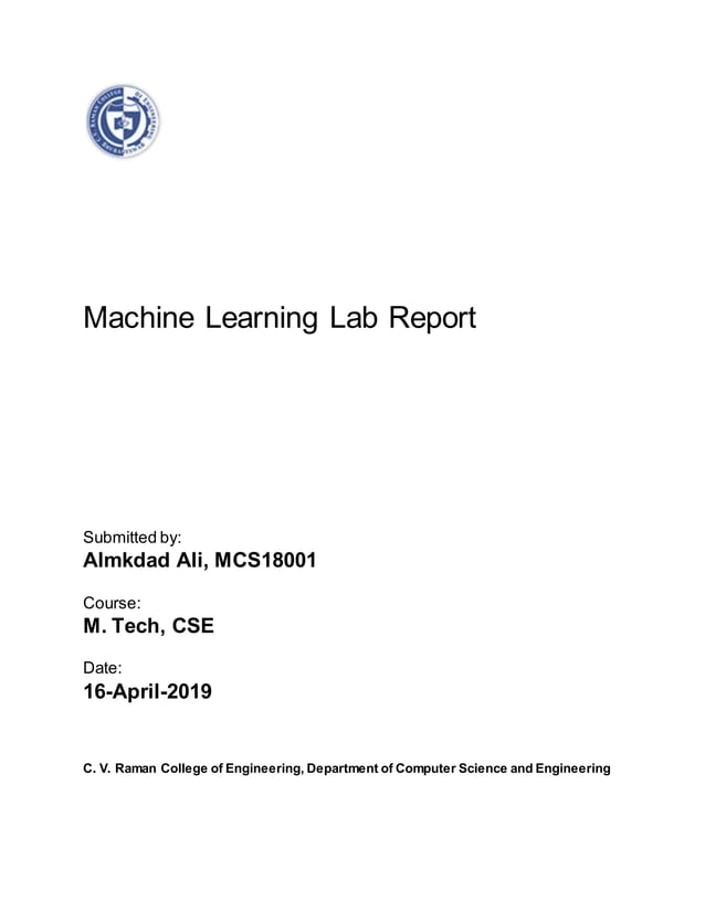 Machine learning Experiments report | DOCX | Programming Languages ...
