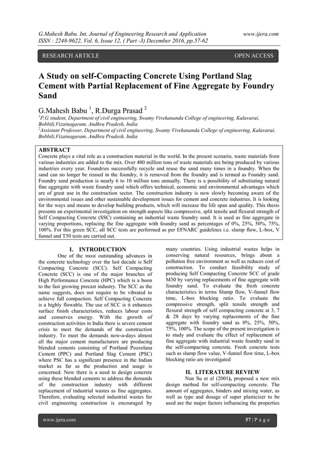 A Study on self-Compacting Concrete Using Portland Slag Cement with ...