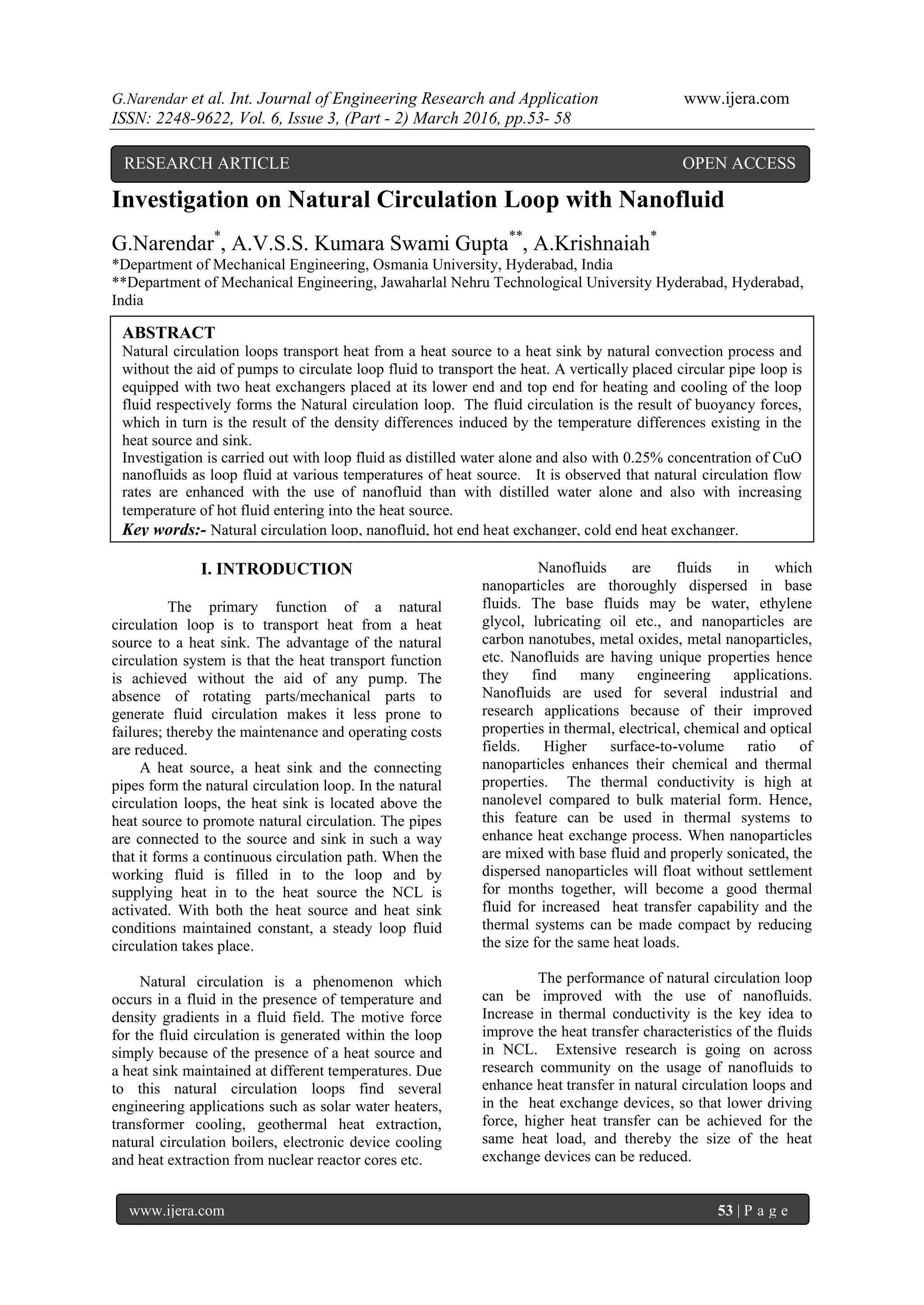 Investigation on Natural Circulation Loop with Nanofluid | PDF