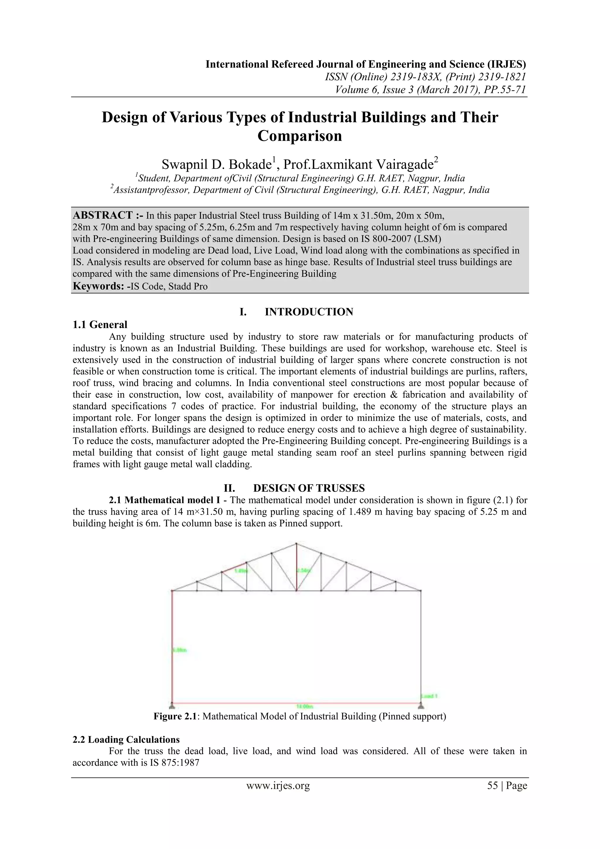 Design of Various Types of Industrial Buildings and Their Comparison | PDF