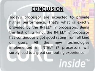 Intel i7 Technologies | PPTX