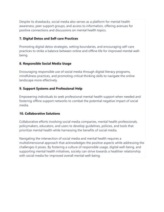 The Impact of Social Media on Mental Health: Navigating the Digital ...