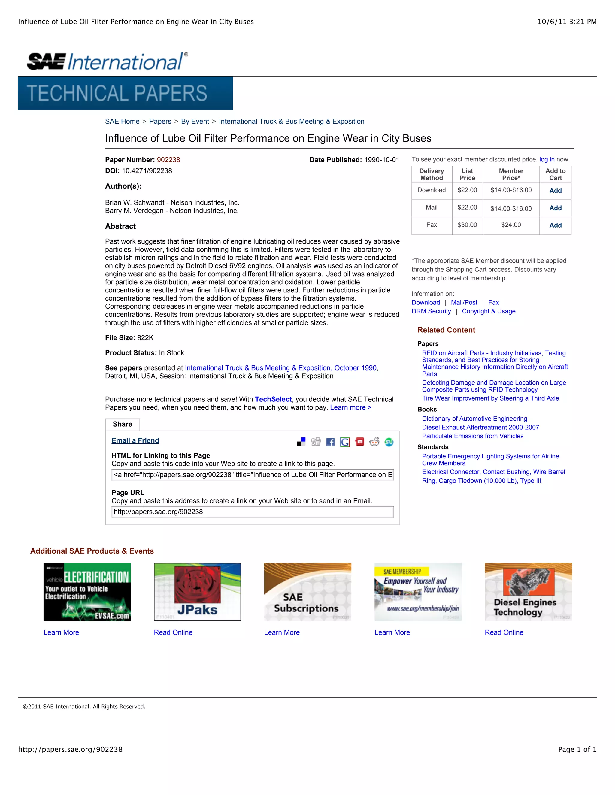 I902238 engine wear in city buses | PDF