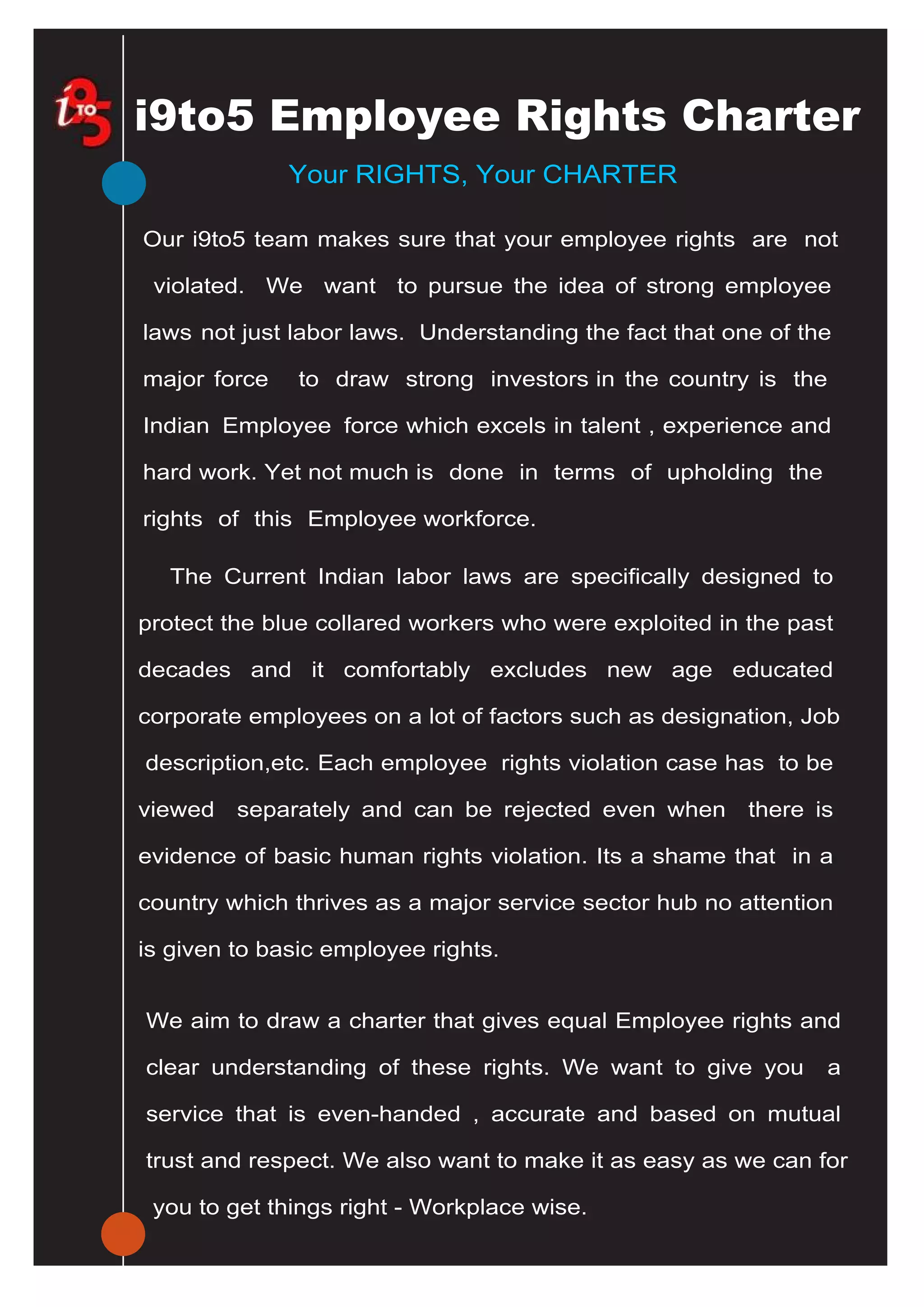 I9to5 employee rights charter | PDF