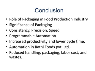 Industrial Automation at Food Processing and Packaging Industry | PPTX