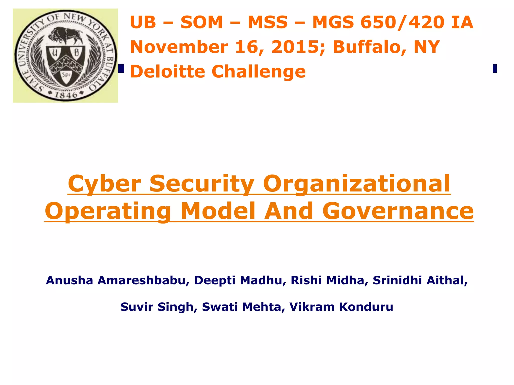 Cyber Security Organizational Operating Model and Governance | PPTX