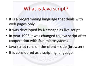 javascript 1 | PPTX | Programming Languages | Computing