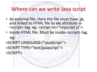 javascript 1 | PPTX | Programming Languages | Computing