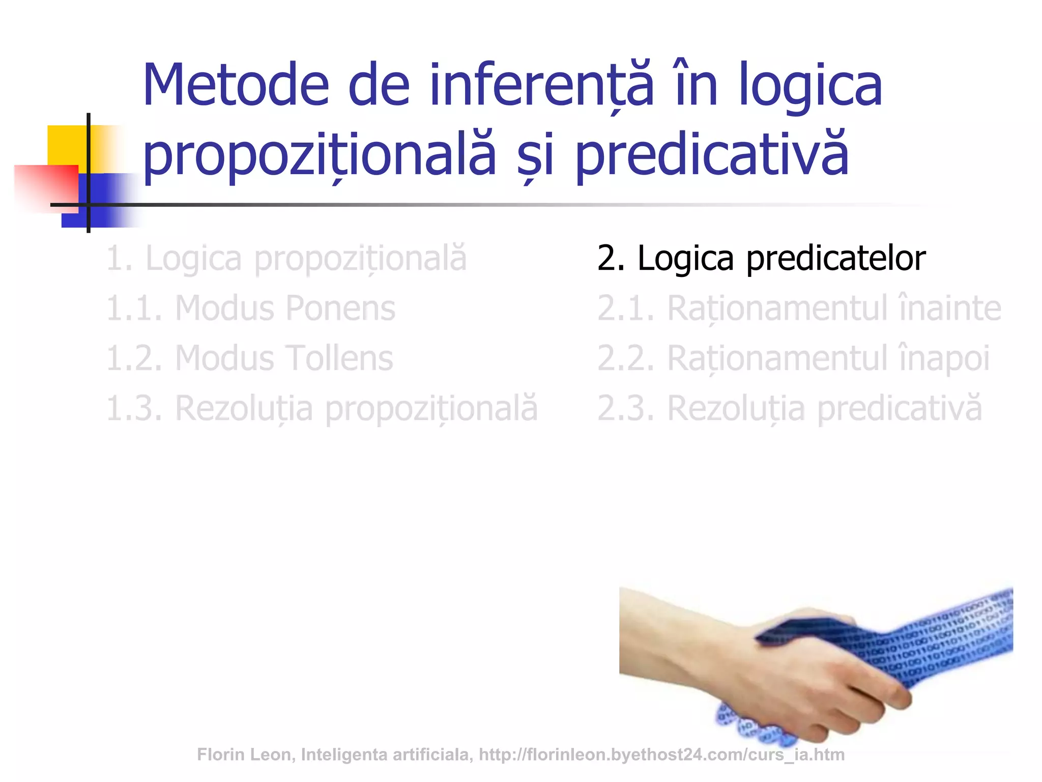 Metode de inferenta in logica propozitionala si predicativa | PDF
