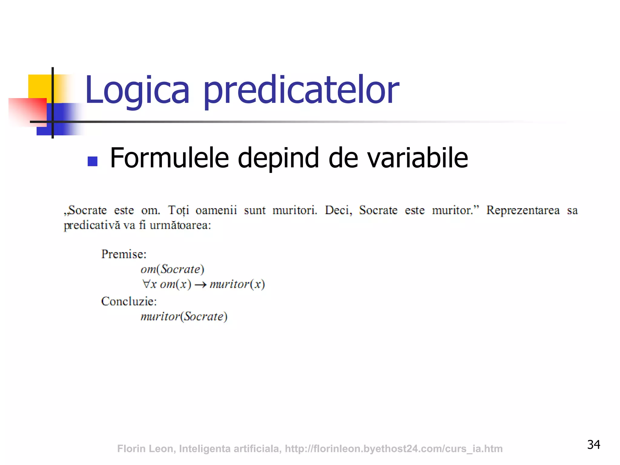 Metode de inferenta in logica propozitionala si predicativa | PDF