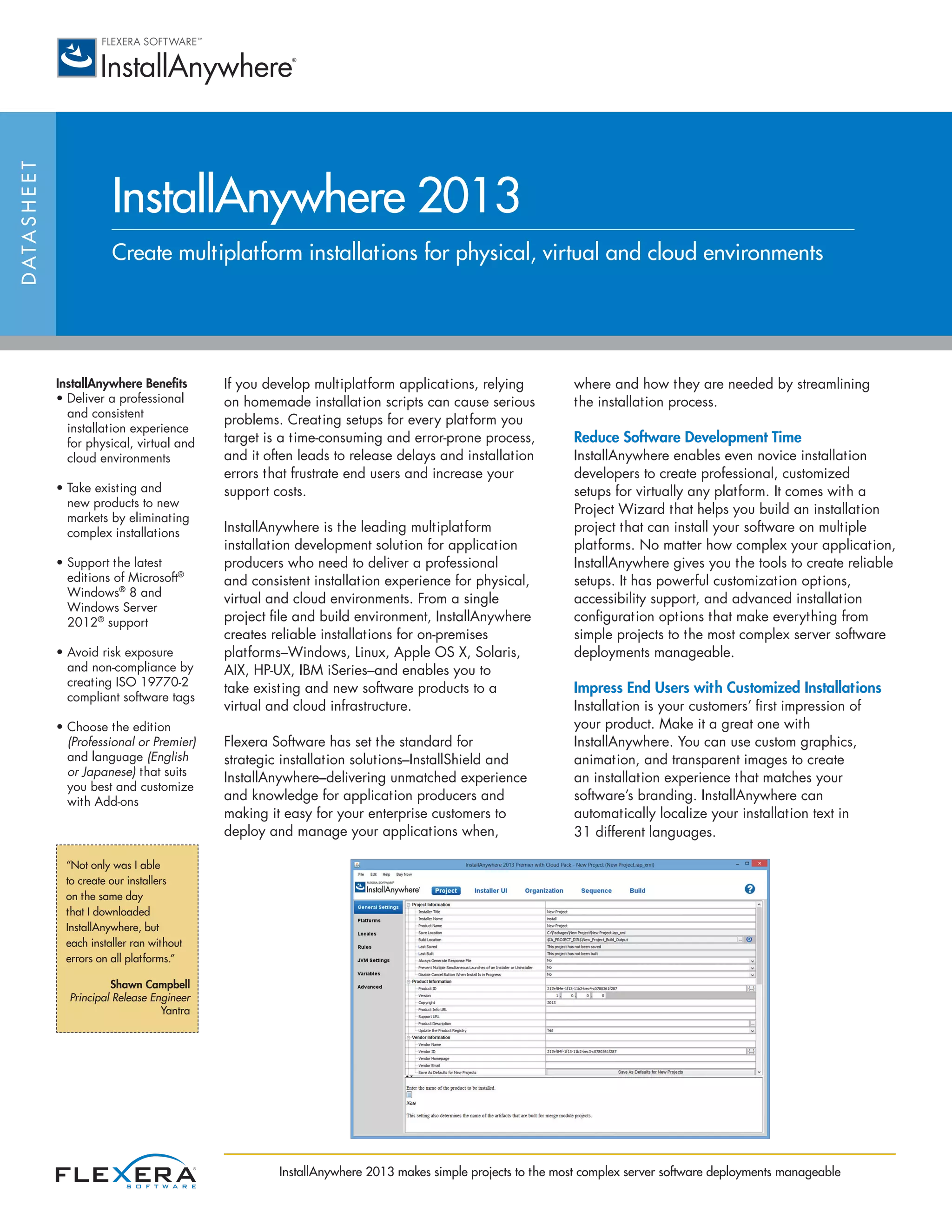 InstallAnywhere 2013 Datasheet | PDF