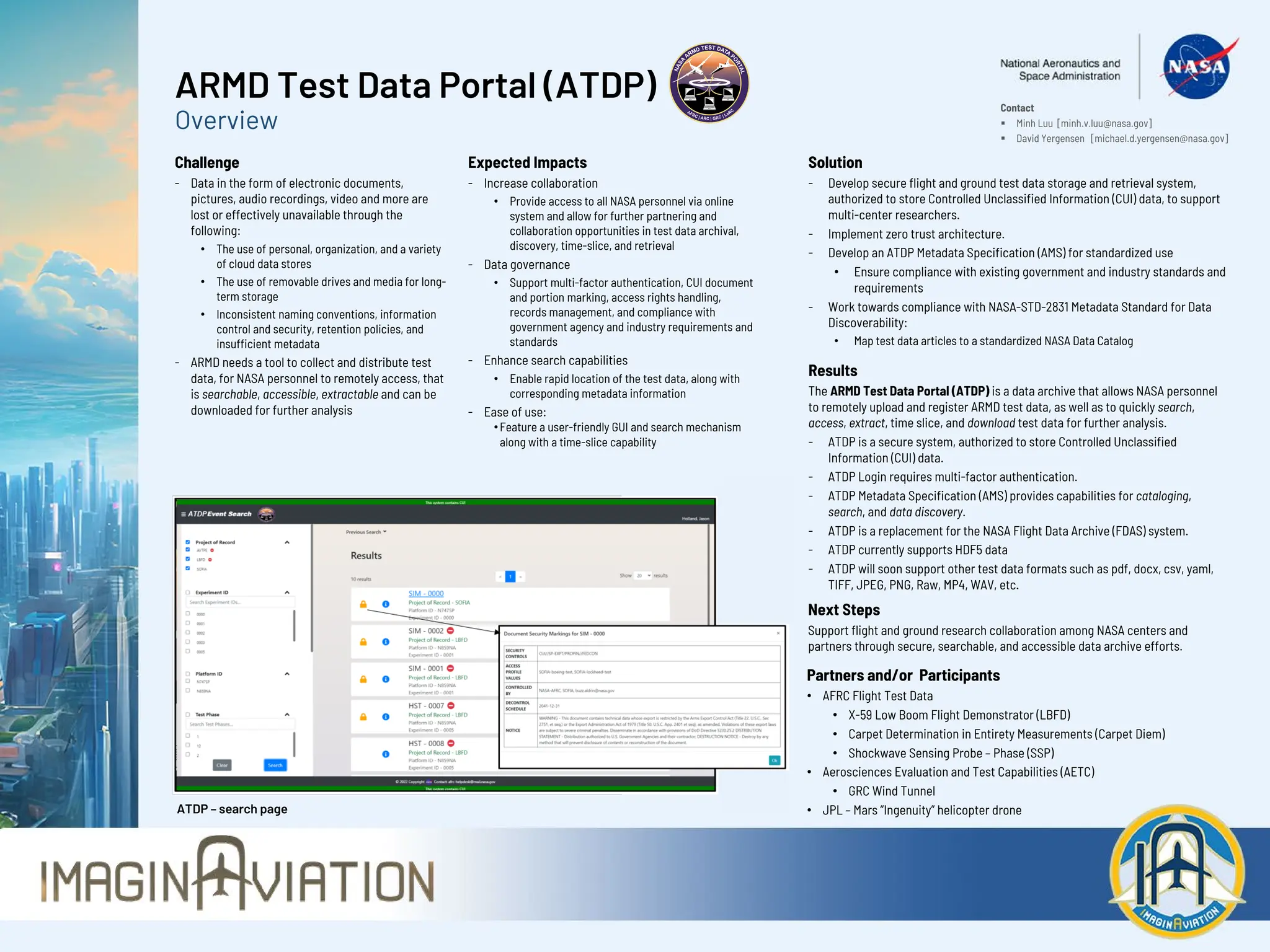 NASA ARMD Test Data Portal (ATDP) he ARMD Test Data Portal (ATDP) is a ...