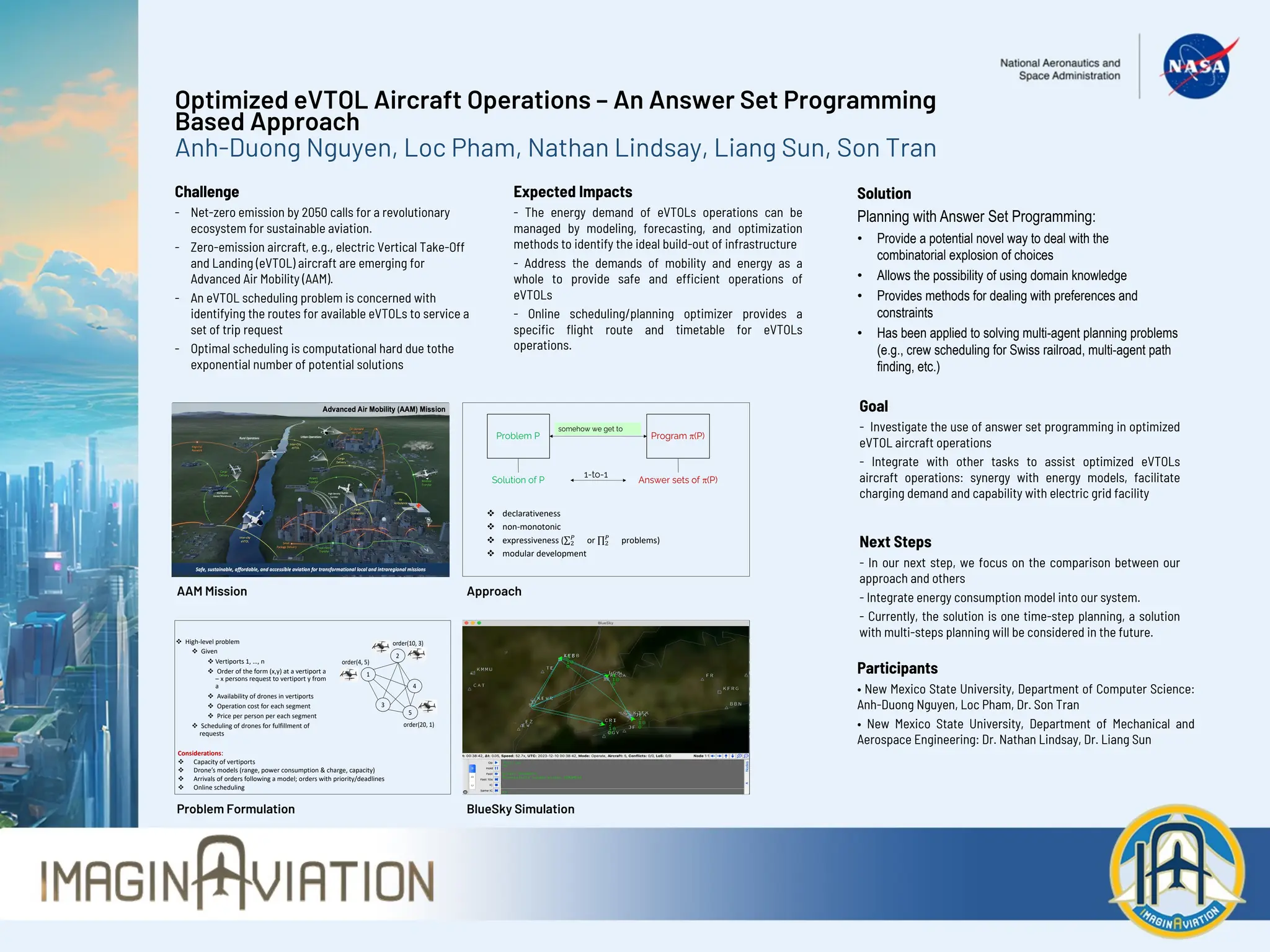 NASA Optimized eVTOL Aircraft Operations – An Answer Set Programming ...
